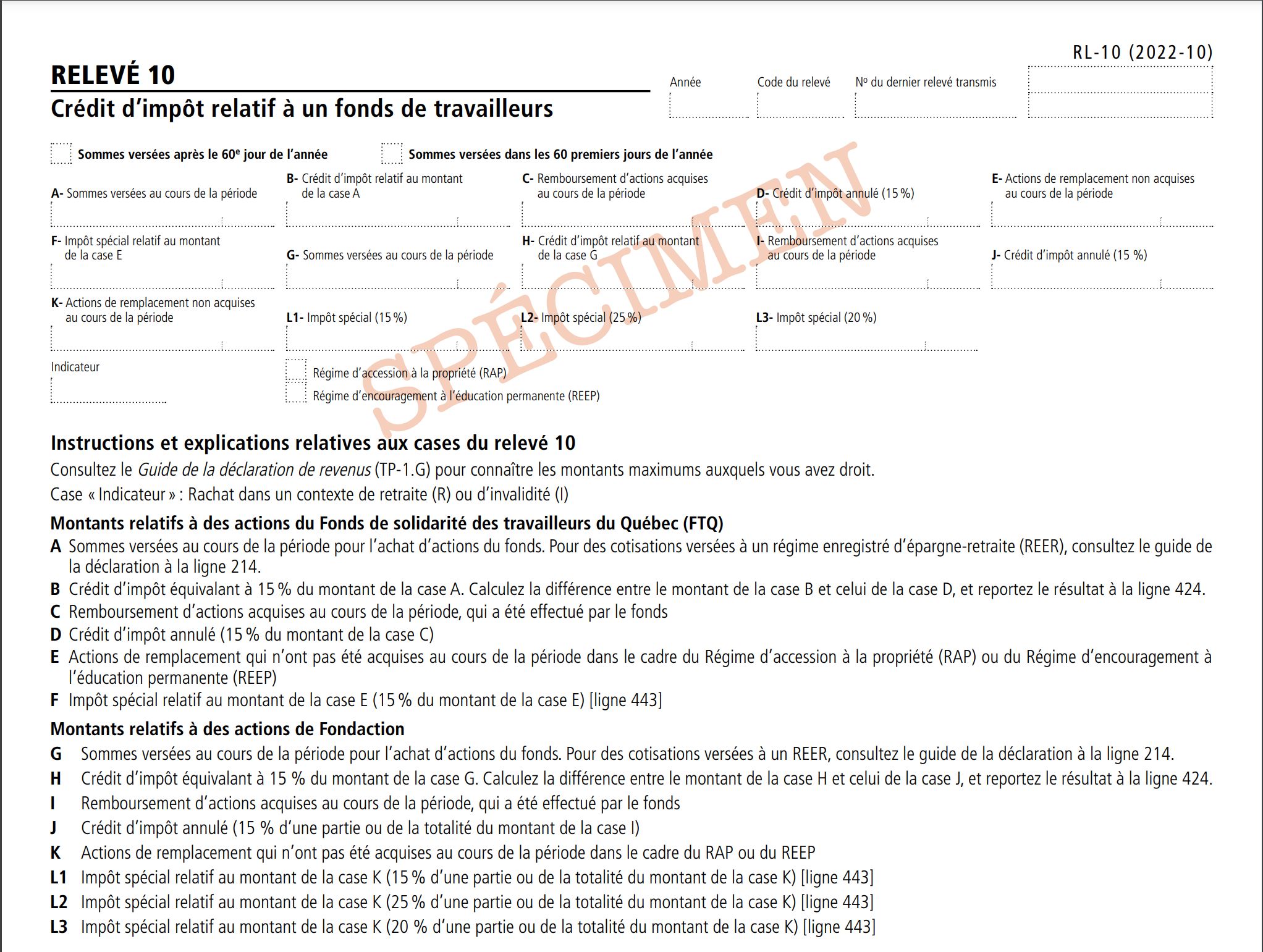What is RL-10 Slip – Tax Credit for a Labour-Sponsored Fund