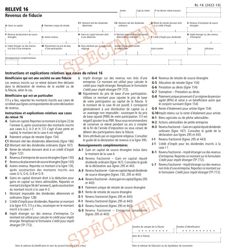 RL-16 SLIP: TRUST INCOME